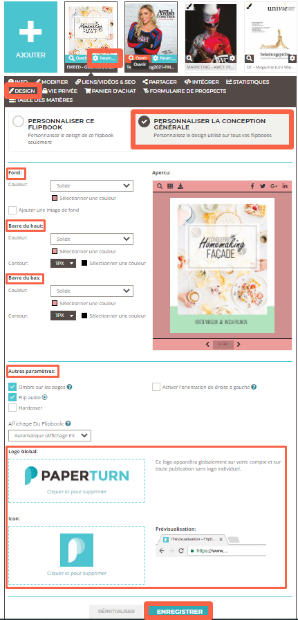 Guide - Personnalisez le fond du flipbook avec des images et des couleurs
